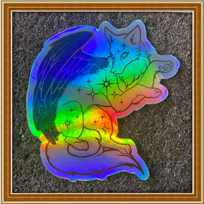 Winged Wolf (Hainu)- (holographic) Patreon Sticker Nov '22 - Studio Min ...